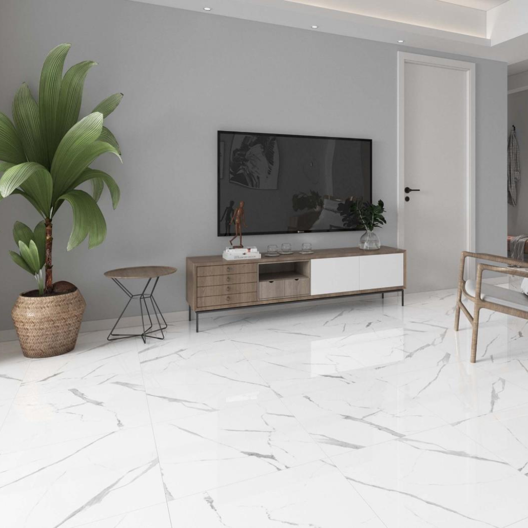 Evon Statuario Porcelain Tile-32x32 inches | difepi tiles