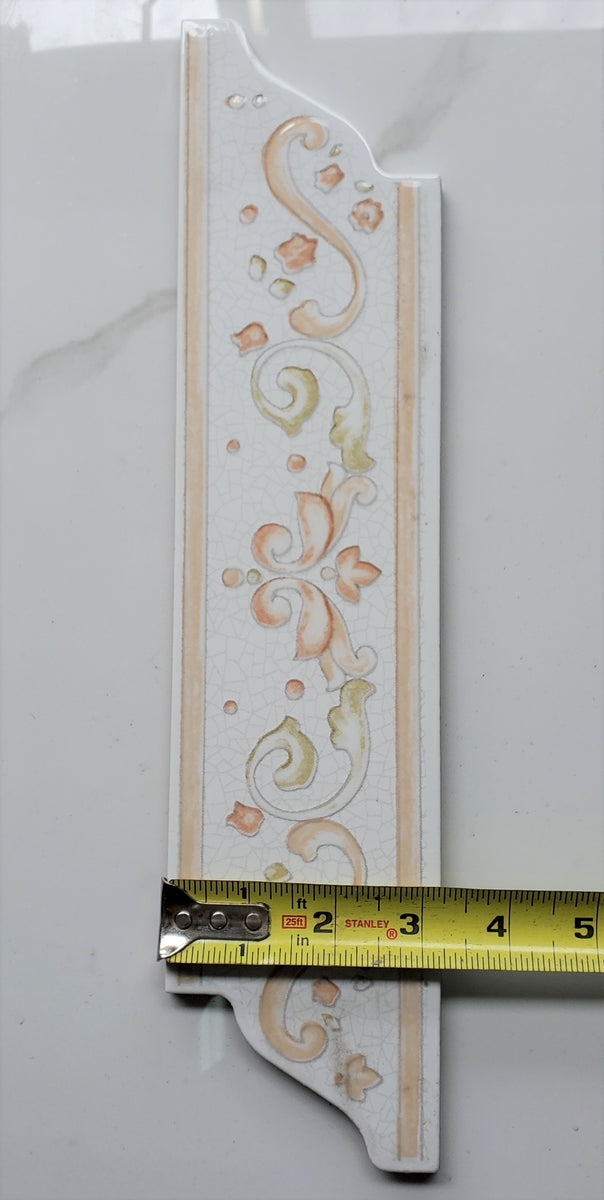 Ceramic Wall Trim-Decorative tile trim borders 12" X 31/4" | difepi tiles