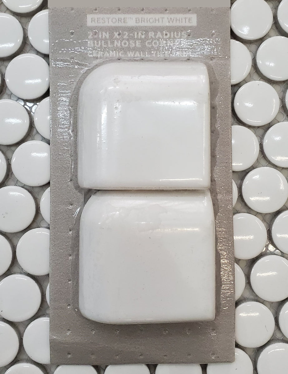 Bright White Ceramic Radius Bullnose Wall Trim Tile (2" x 2") | difepi ...